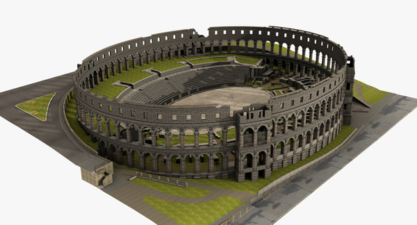 roman amphitheater arena pula 3d model