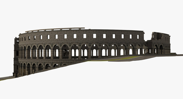 roman amphitheater arena pula 3d model