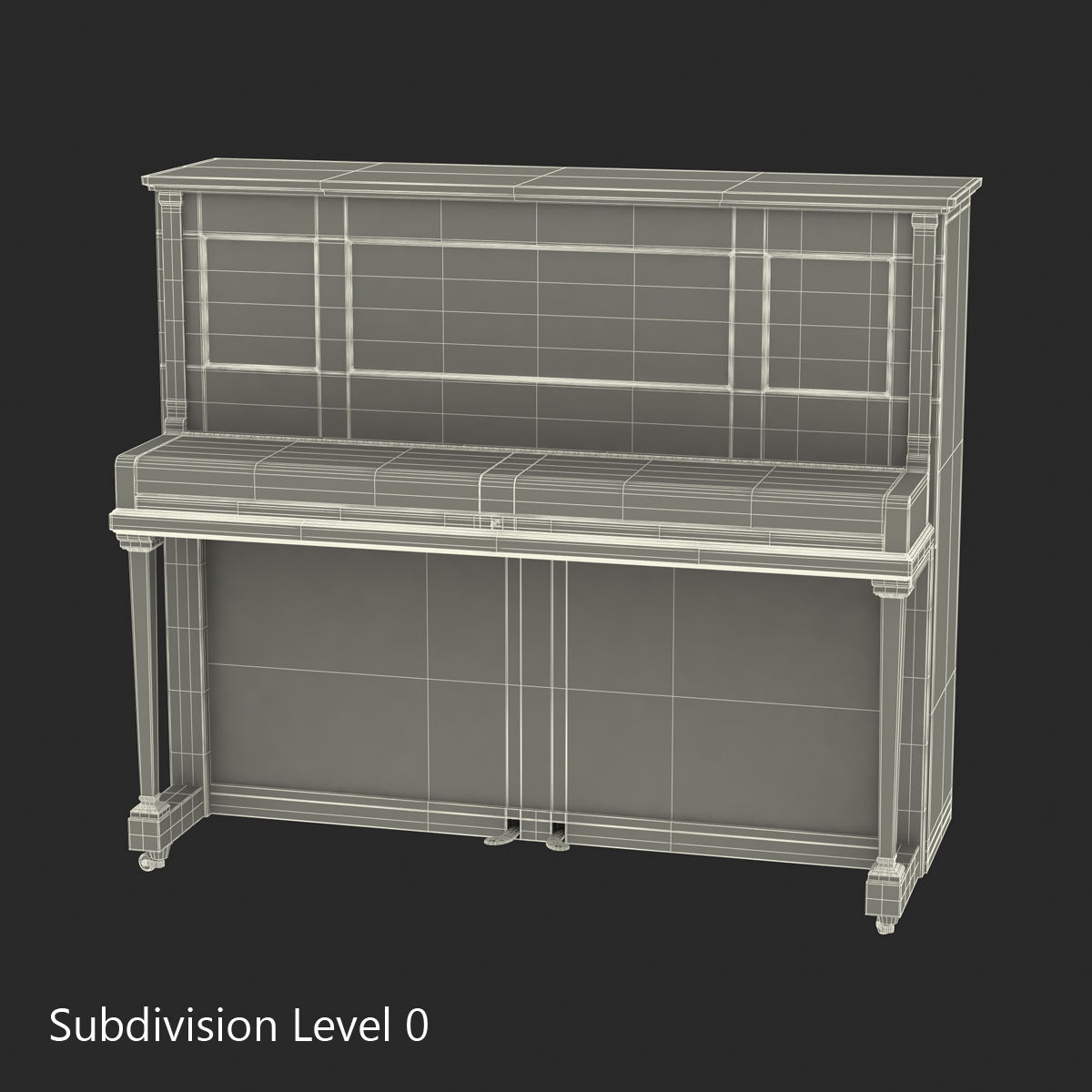 3d upright piano rigged