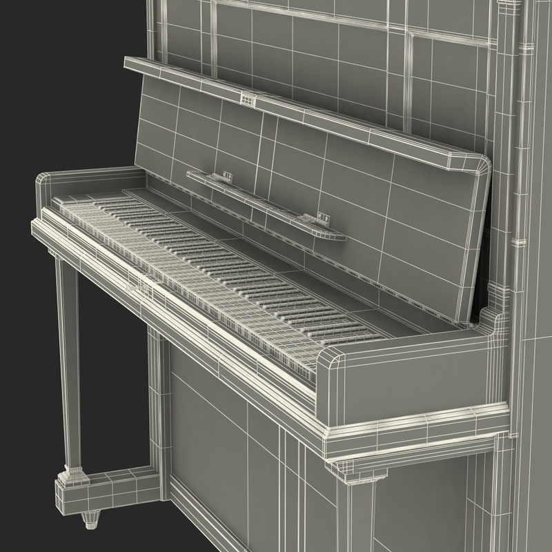 3d upright piano rigged
