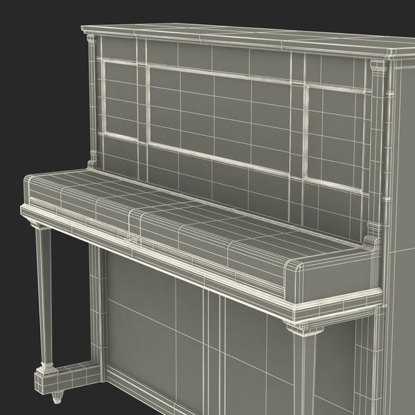 3d upright piano rigged