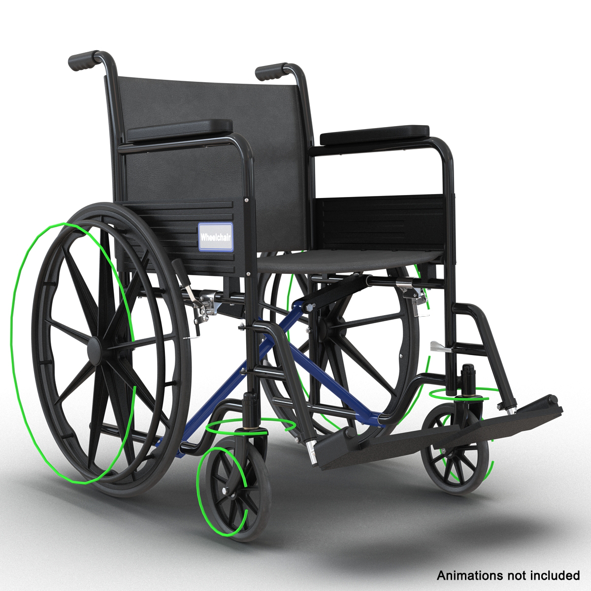 3d wheelchair generic rigged model