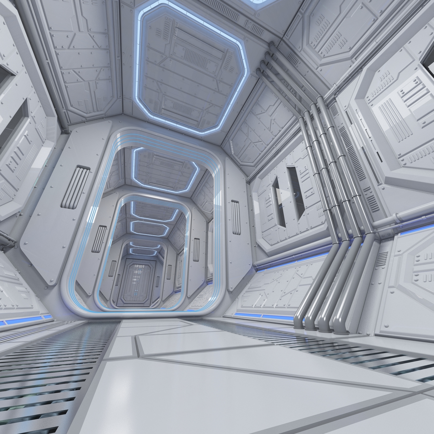 sci-fi interior scene max