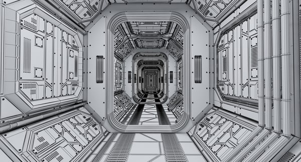 sci-fi interior scene max