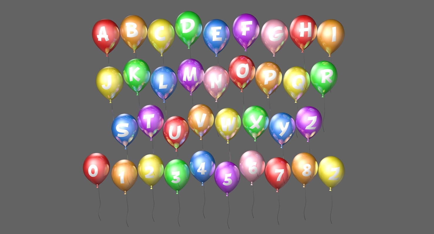 lettered balloons 3d obj