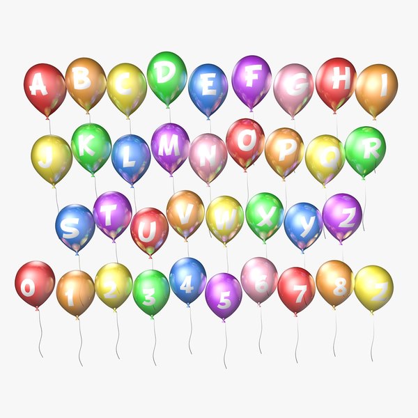 lettered balloons 3d obj