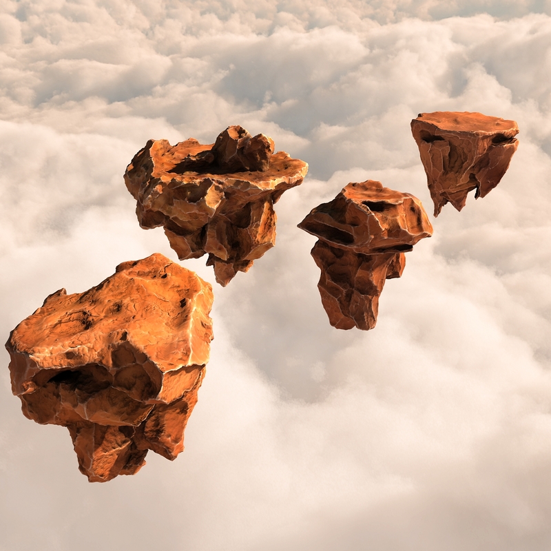 3d model pack flying rocks stones