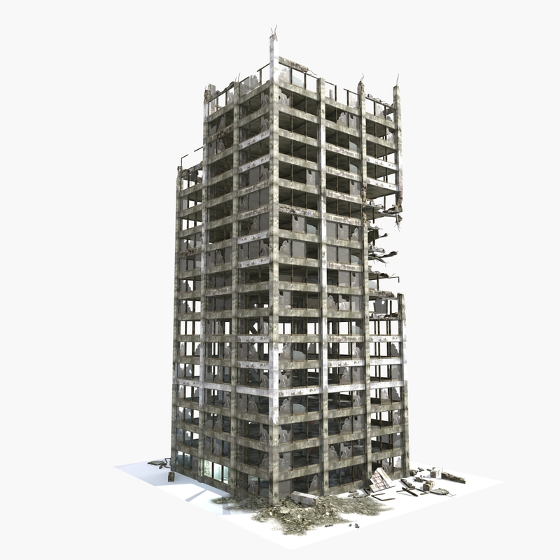 3d model destroyed building
