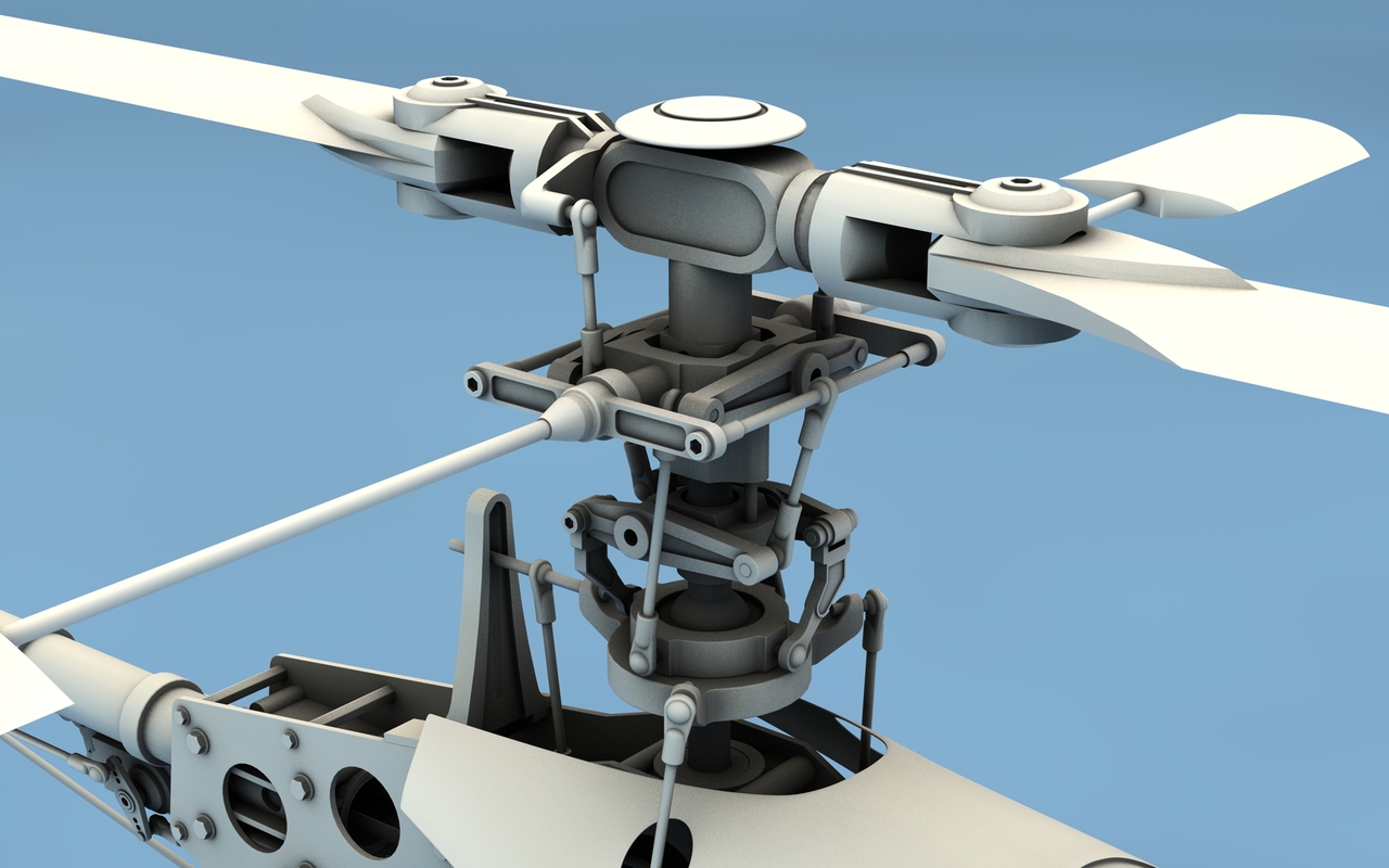 helicopter internal combustion 3d c4d