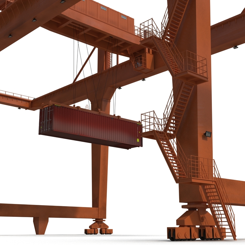 rail mounted gantry container crane c4d