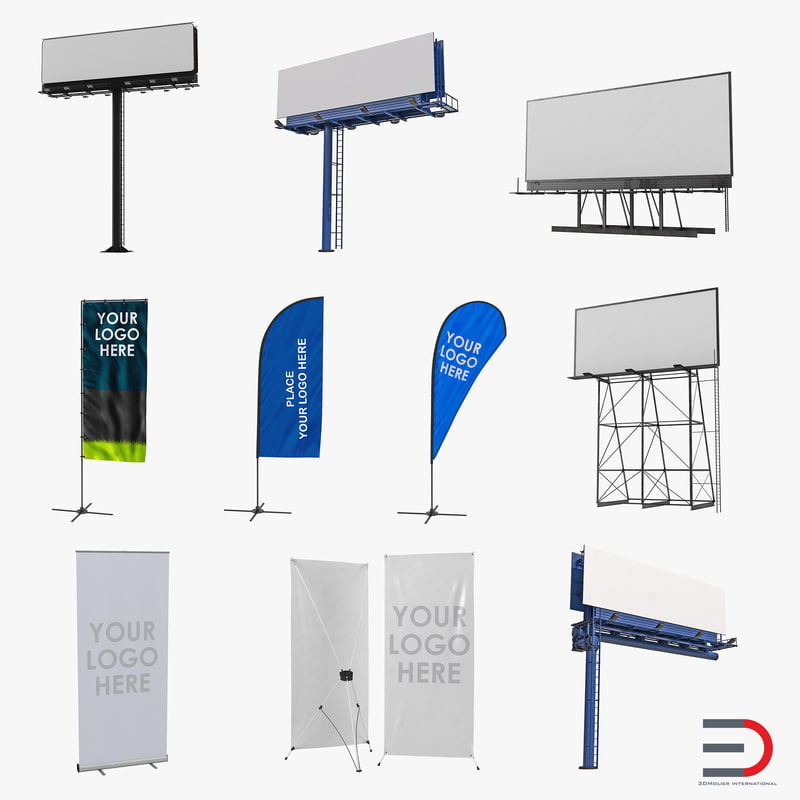 3d model of billboards banner stands