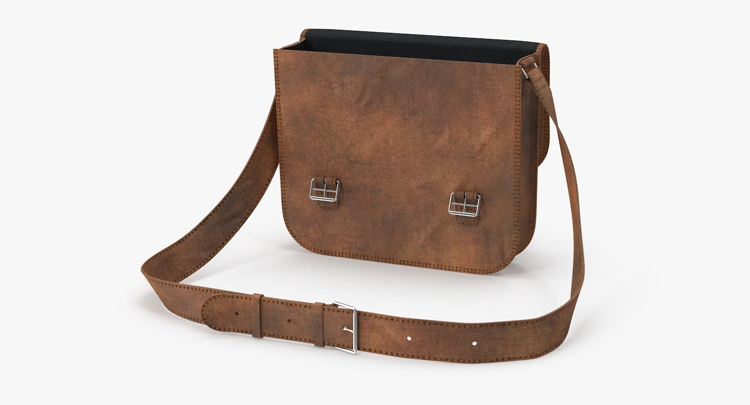 3d open leather satchel model