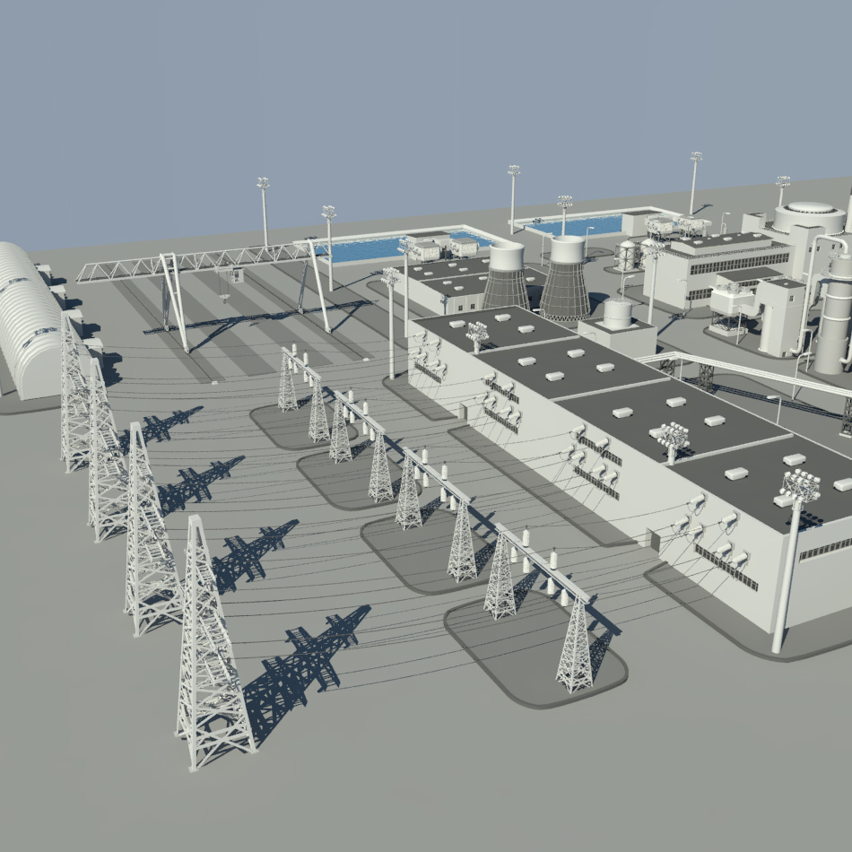 3d model of nuclear power plant