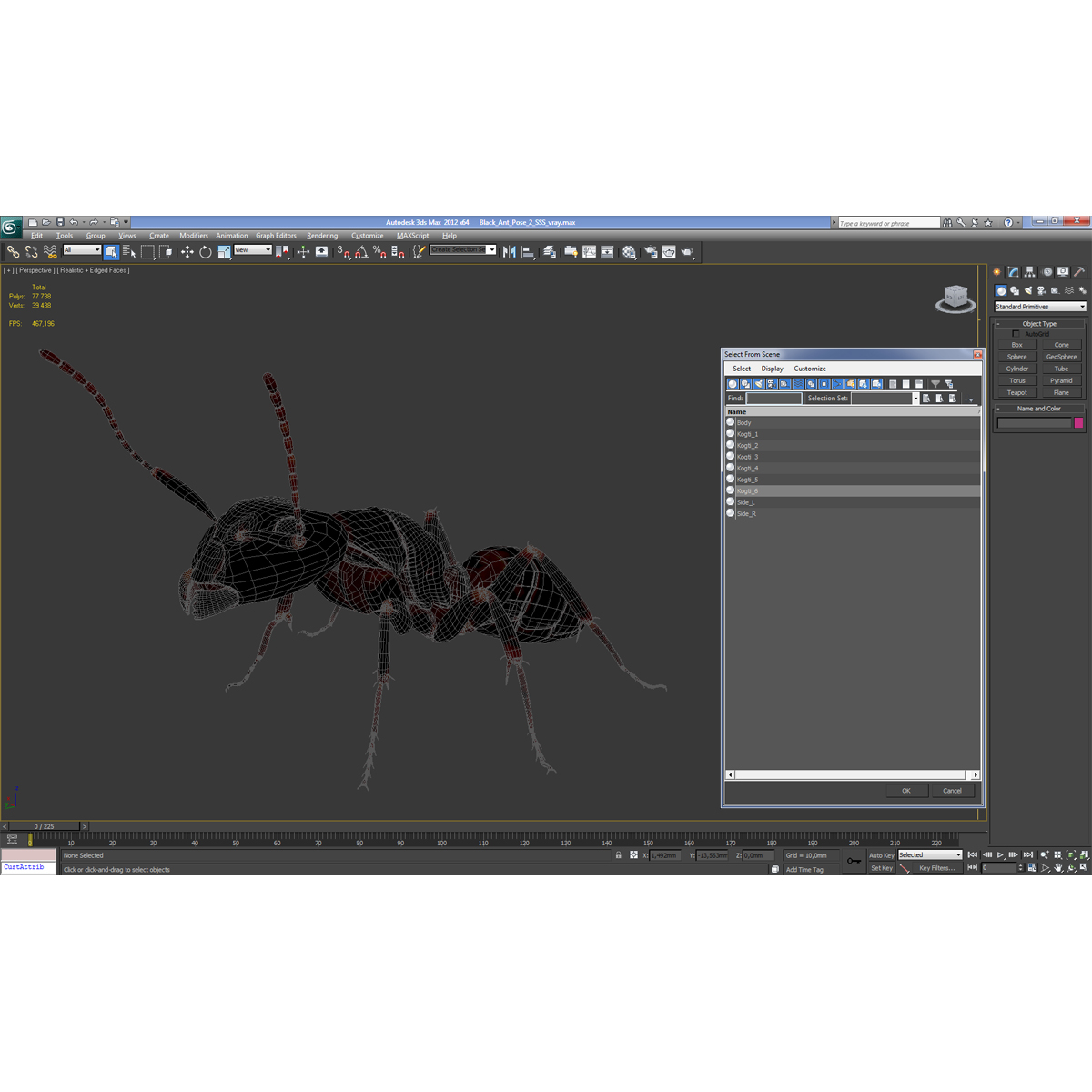 3d model black ant pose 2