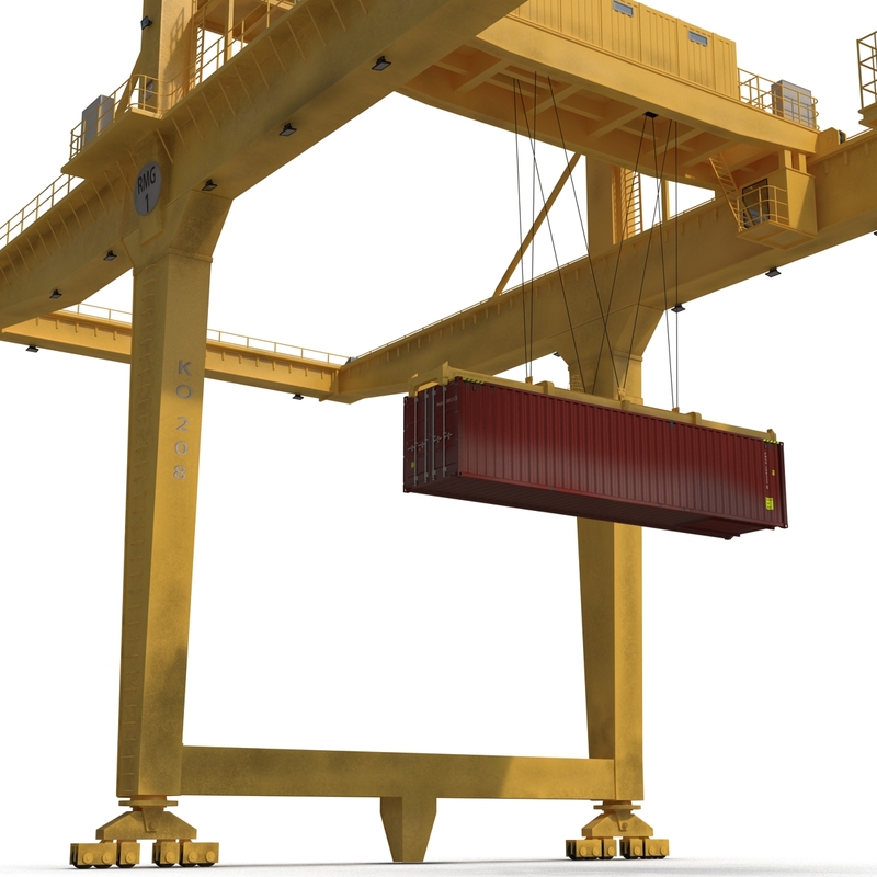 3d model rail mounted gantry container crane