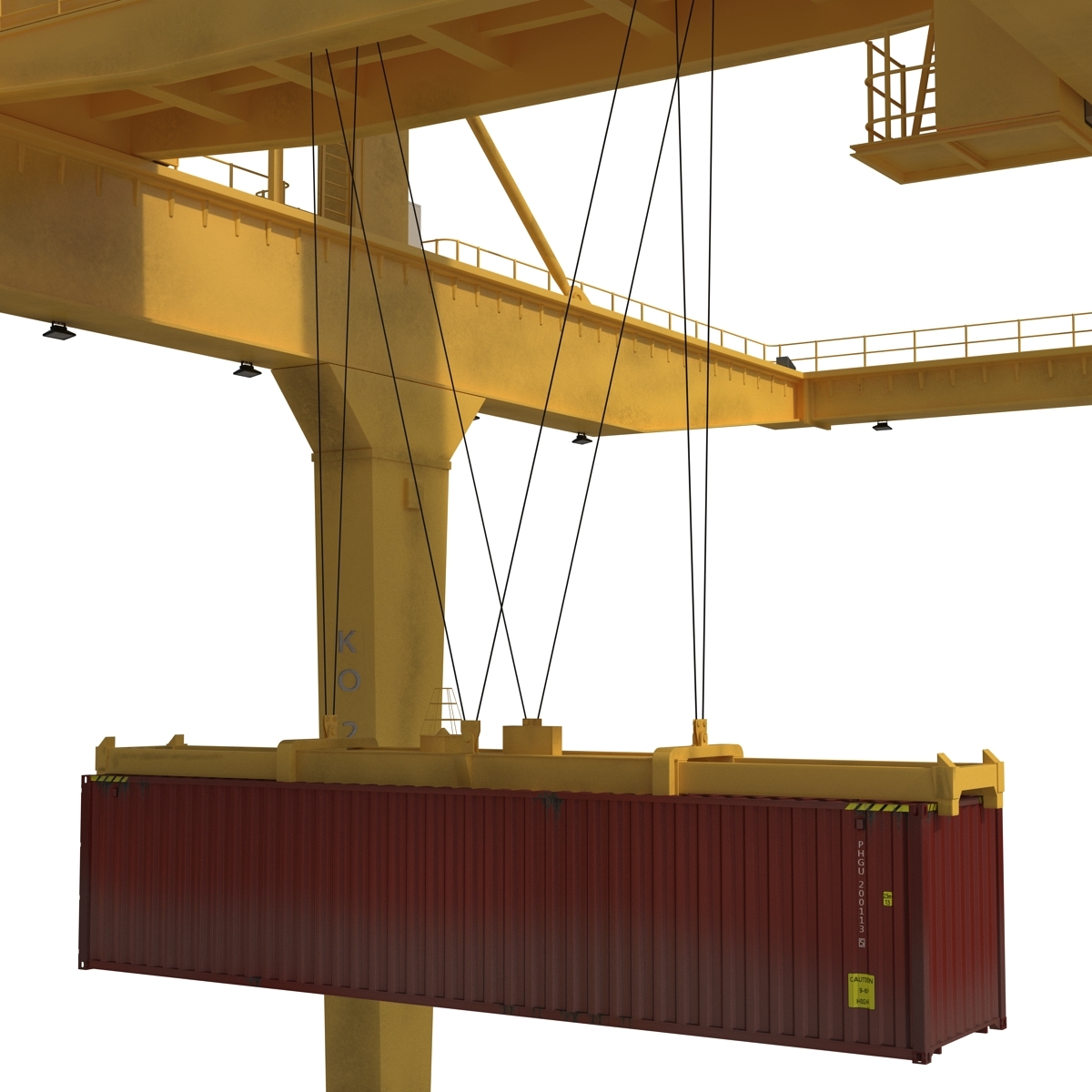 3d model rail mounted gantry container crane