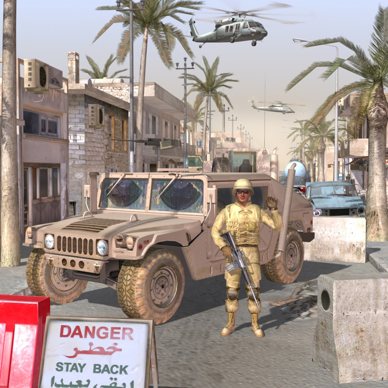 3d arab town war scenario