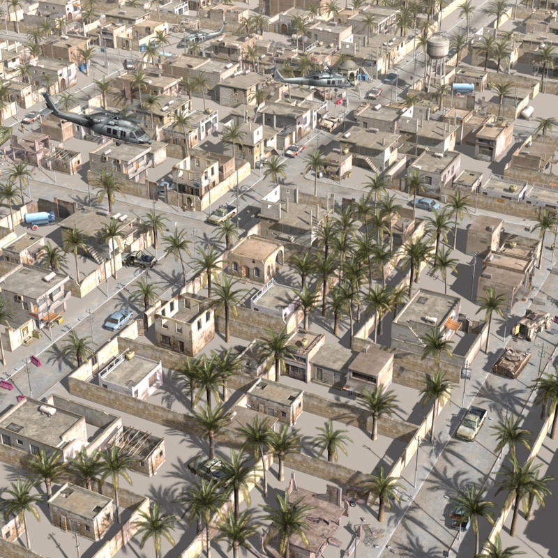 3d arab town war scenario