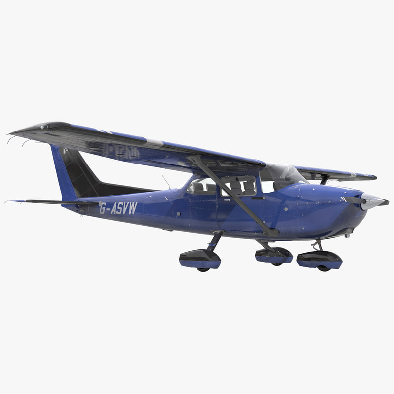 3d model cessna 172 blue