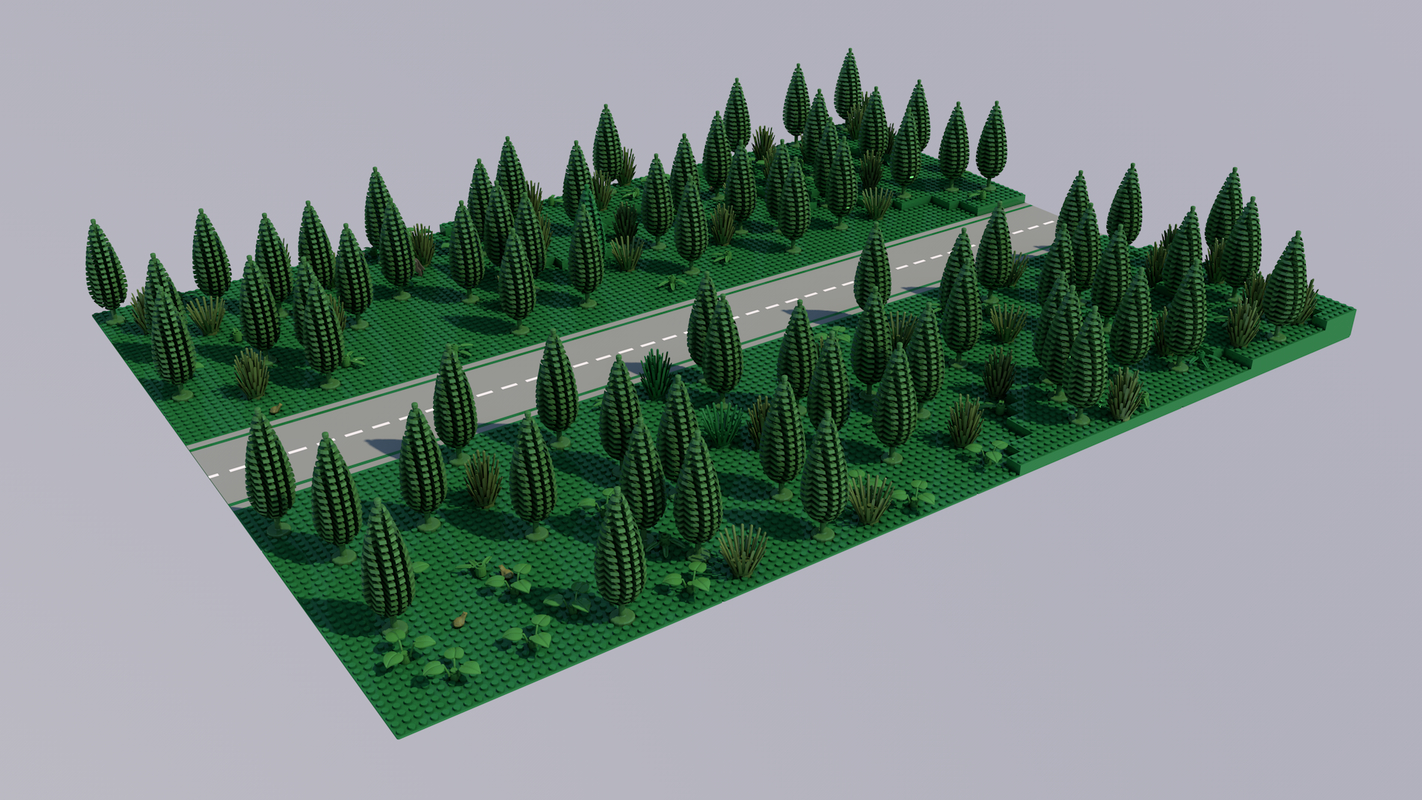 3d model lego road forest