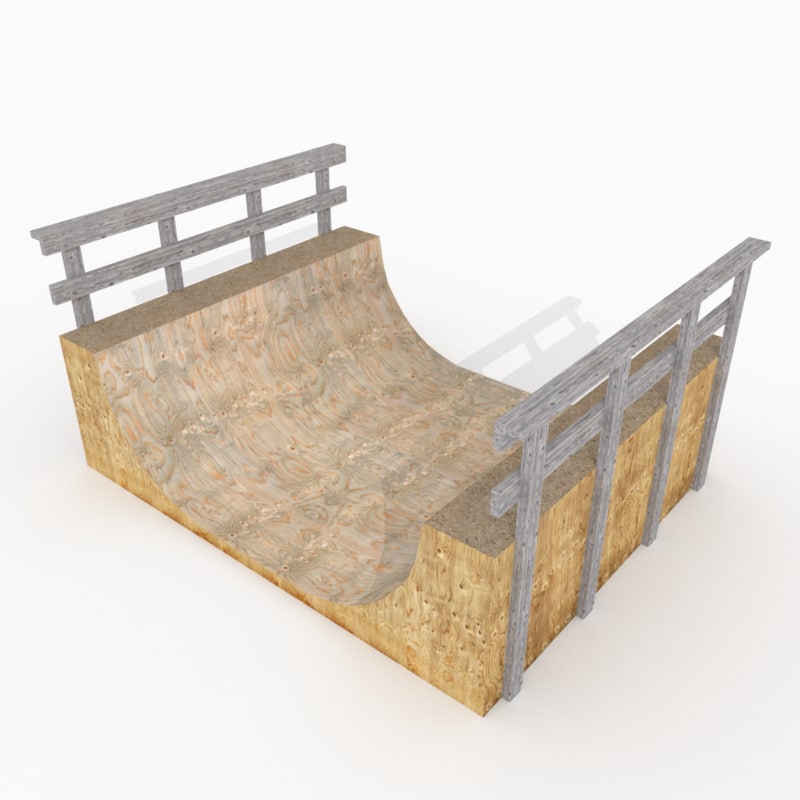 3d simple wooden halfpipe