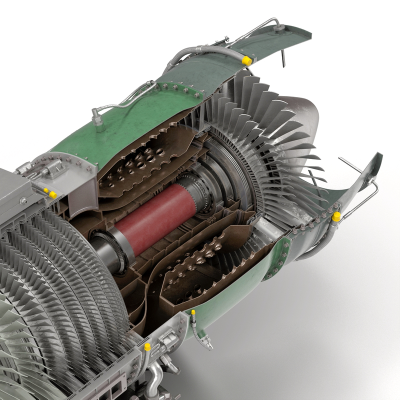 modelo 3d Turbojet Engine General Electric J85 seccionado modelo 3D ...