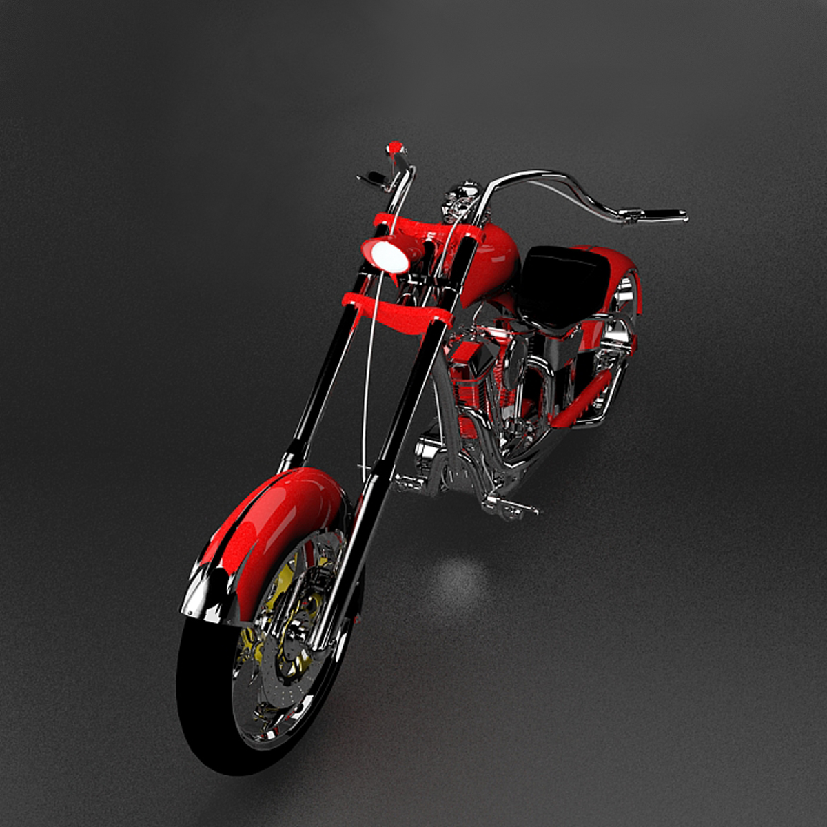 custom chopper motorcycle 3d obj