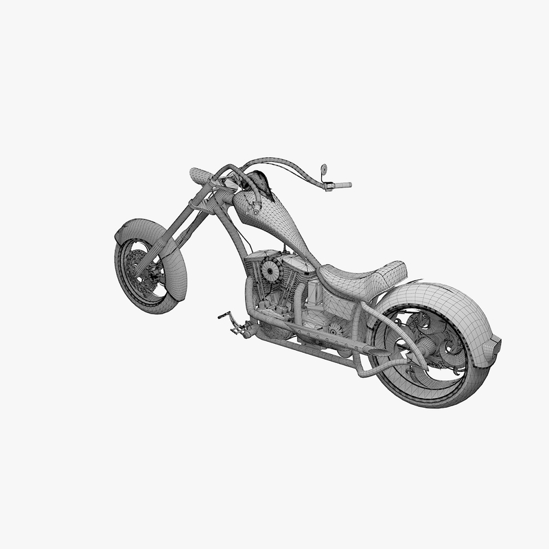 custom chopper motorcycle 3d obj