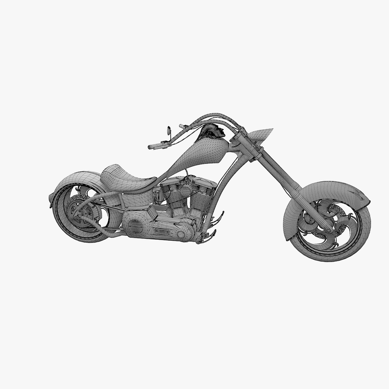 custom chopper motorcycle 3d obj