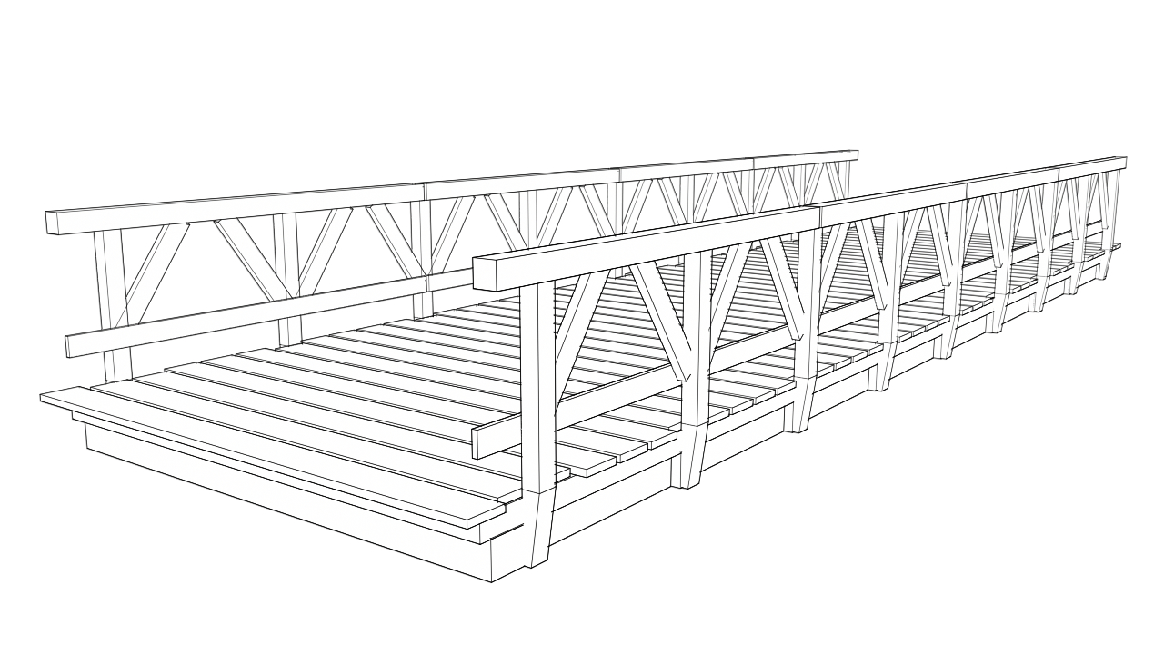 3d wooden bridge