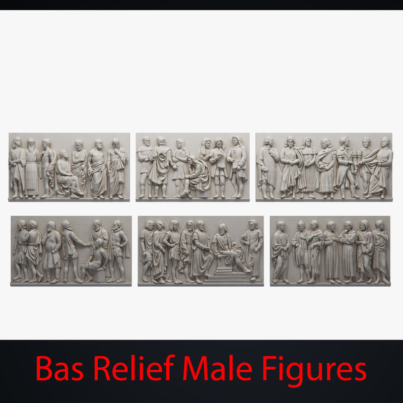 3d bas relief male figures
