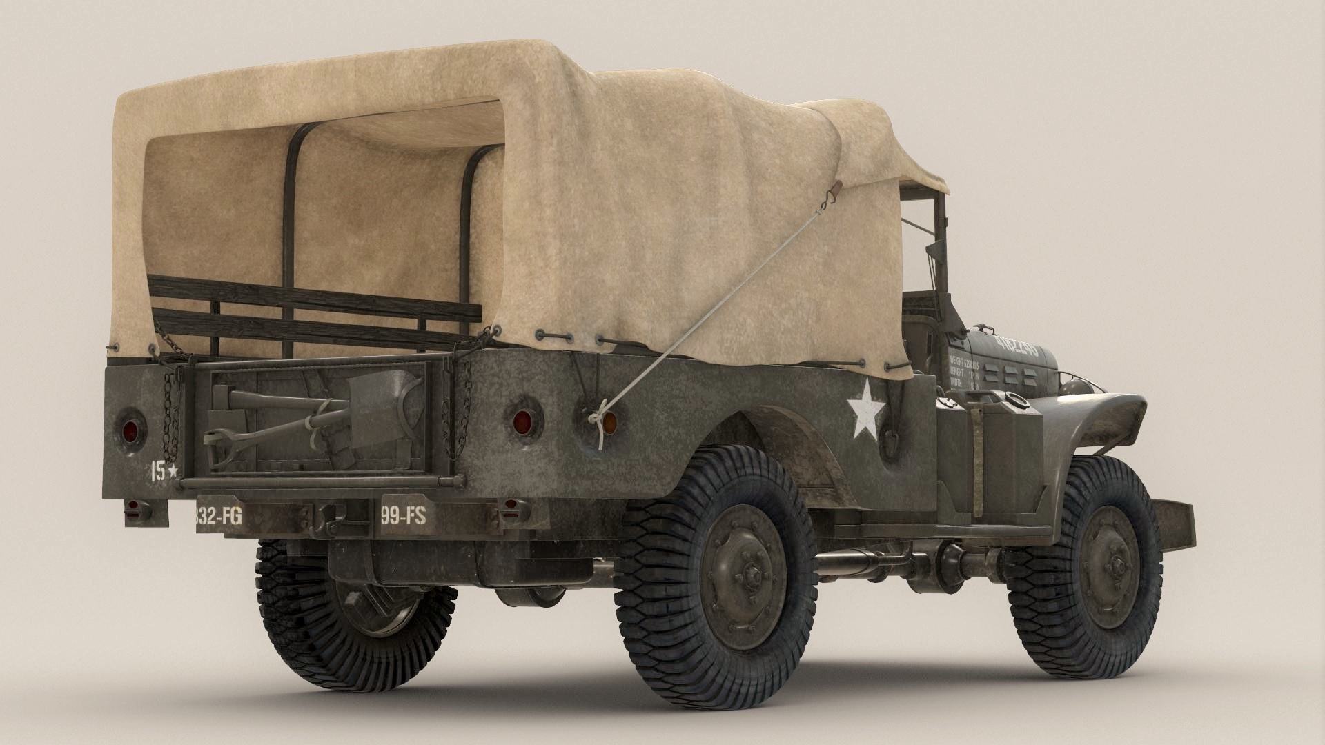 wc-51 dodge truck wwii 3d model