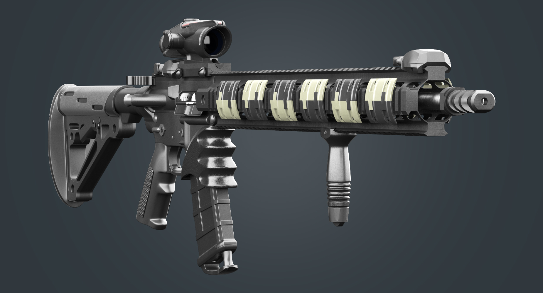 assault rifle ar-15 3d model
