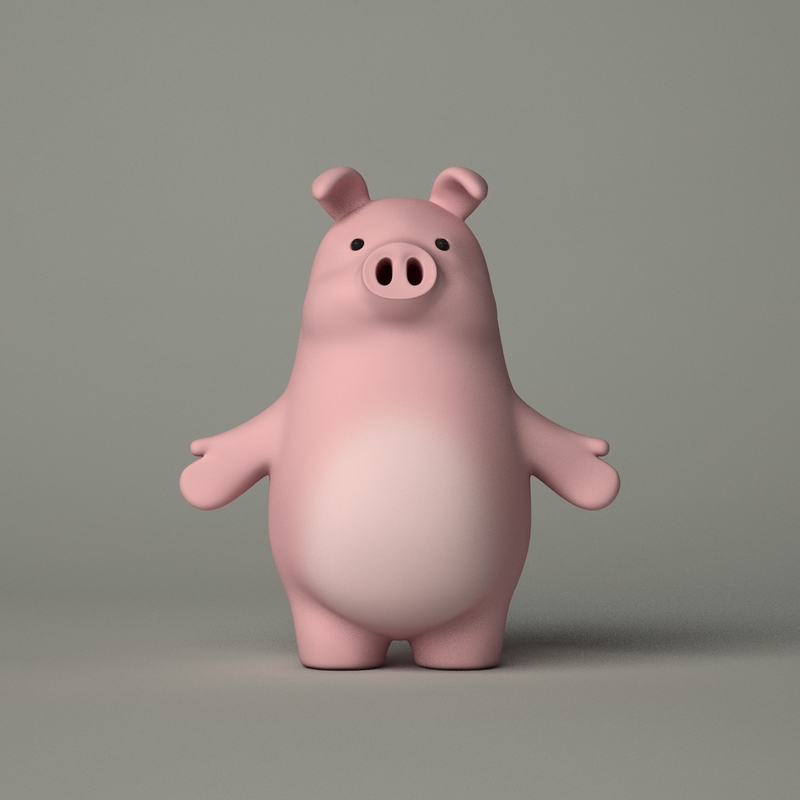 3d toon pork character model
