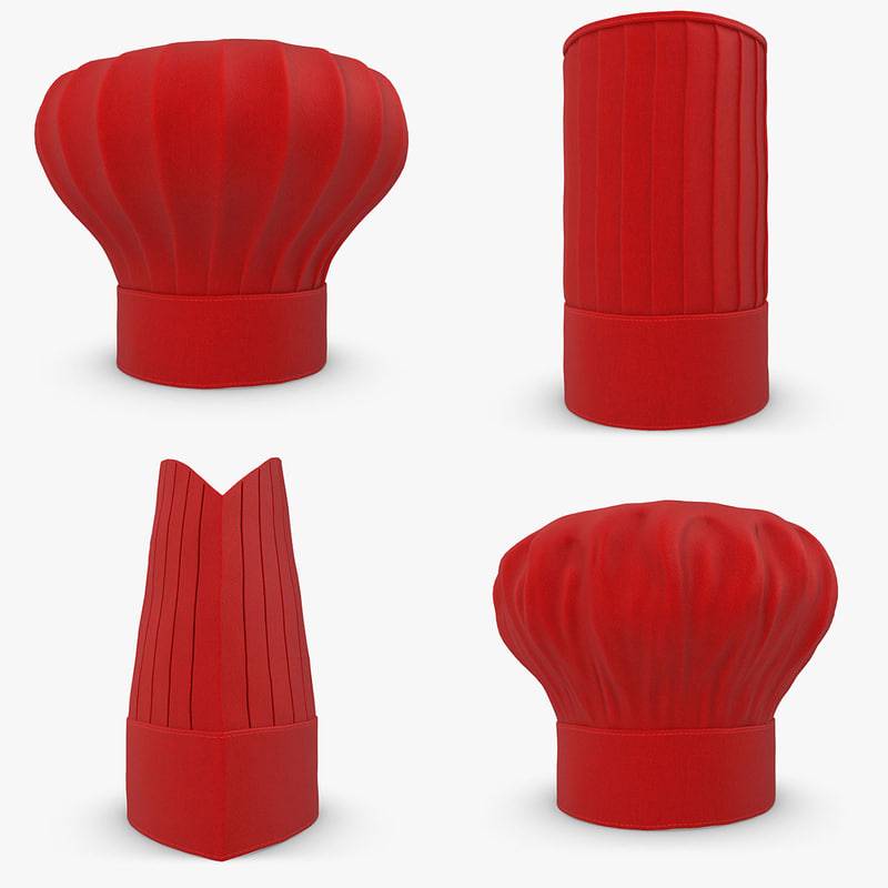 3d model realistic chef hat set