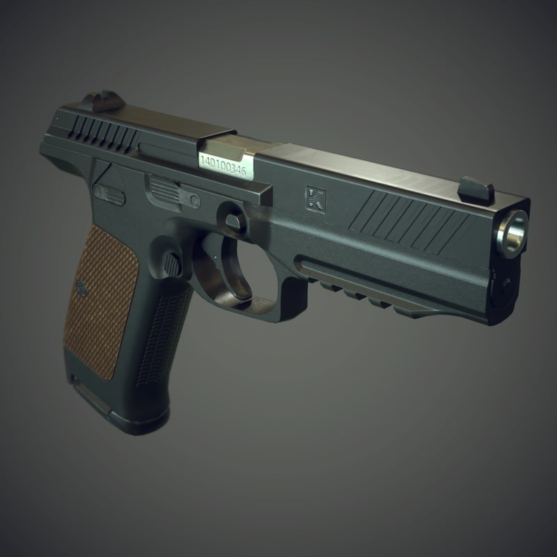 3d realistic lebedev pistol pl-14 model