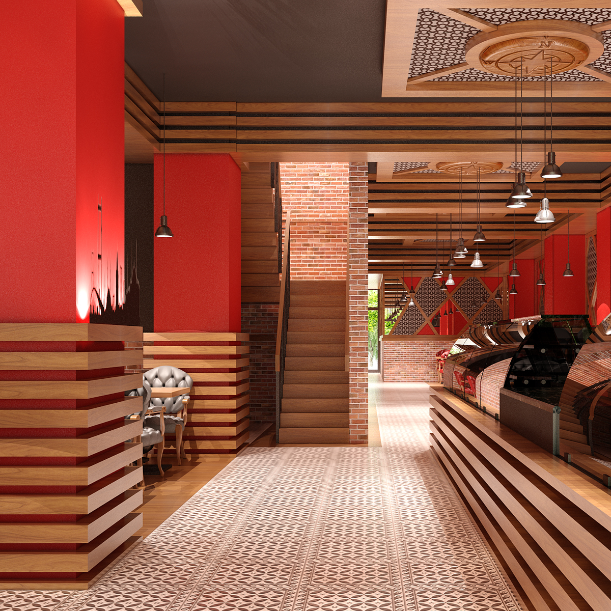 3d model of cafe interior