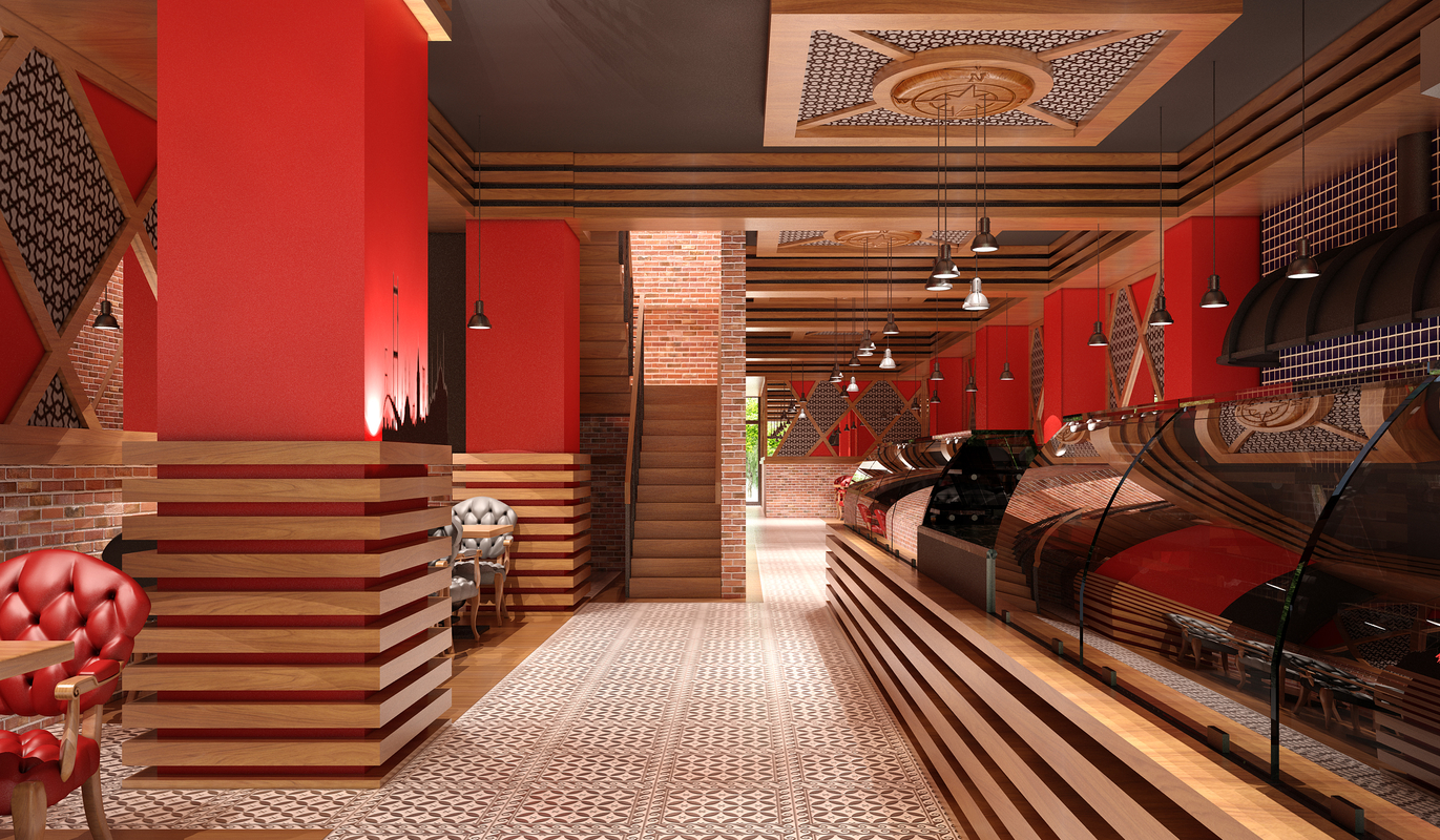 3d model of cafe interior