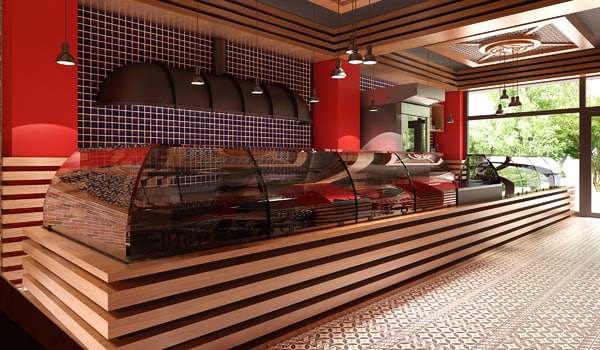 3d model of cafe interior