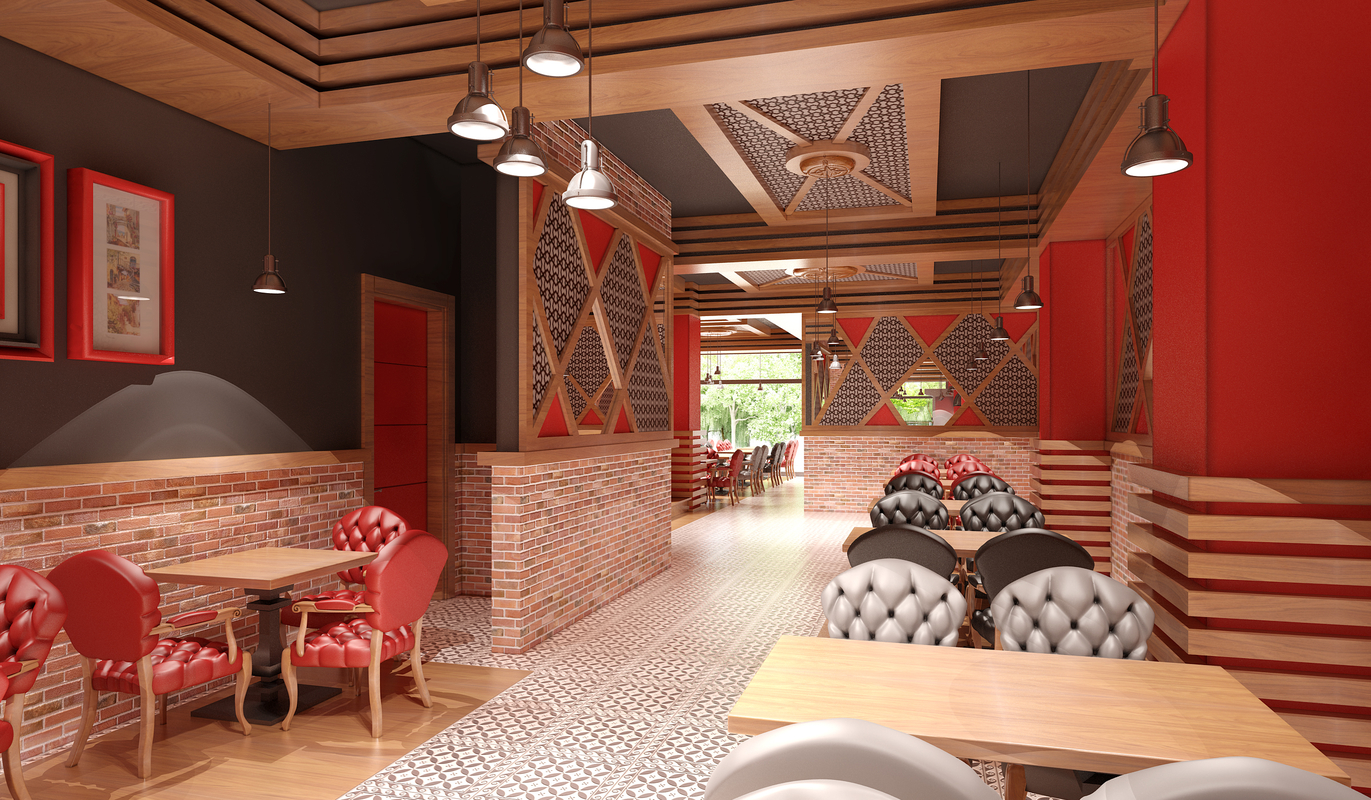 3d model of cafe interior