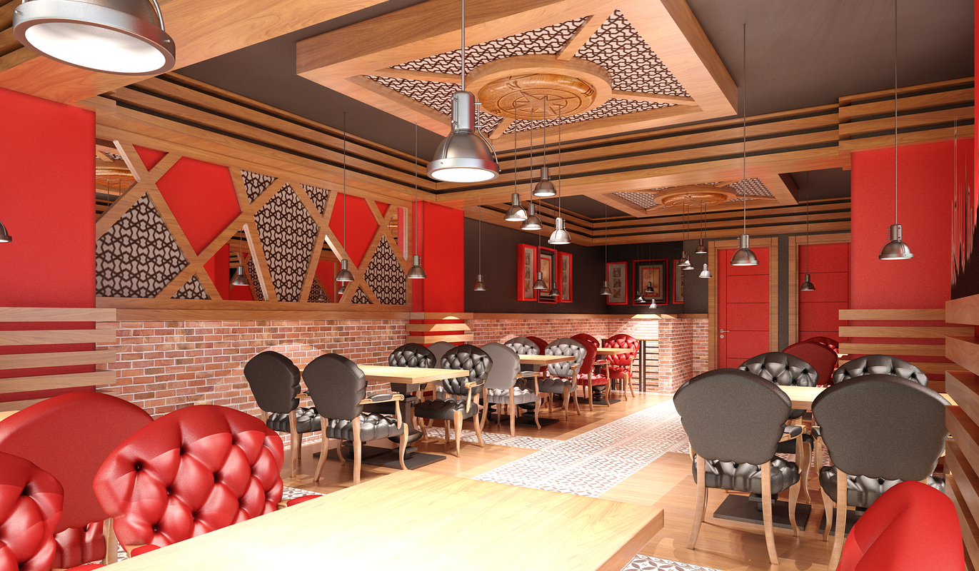 3d model of cafe interior