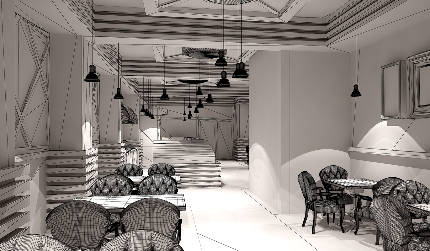 3d model of cafe interior