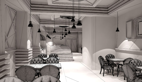 3d model of cafe interior