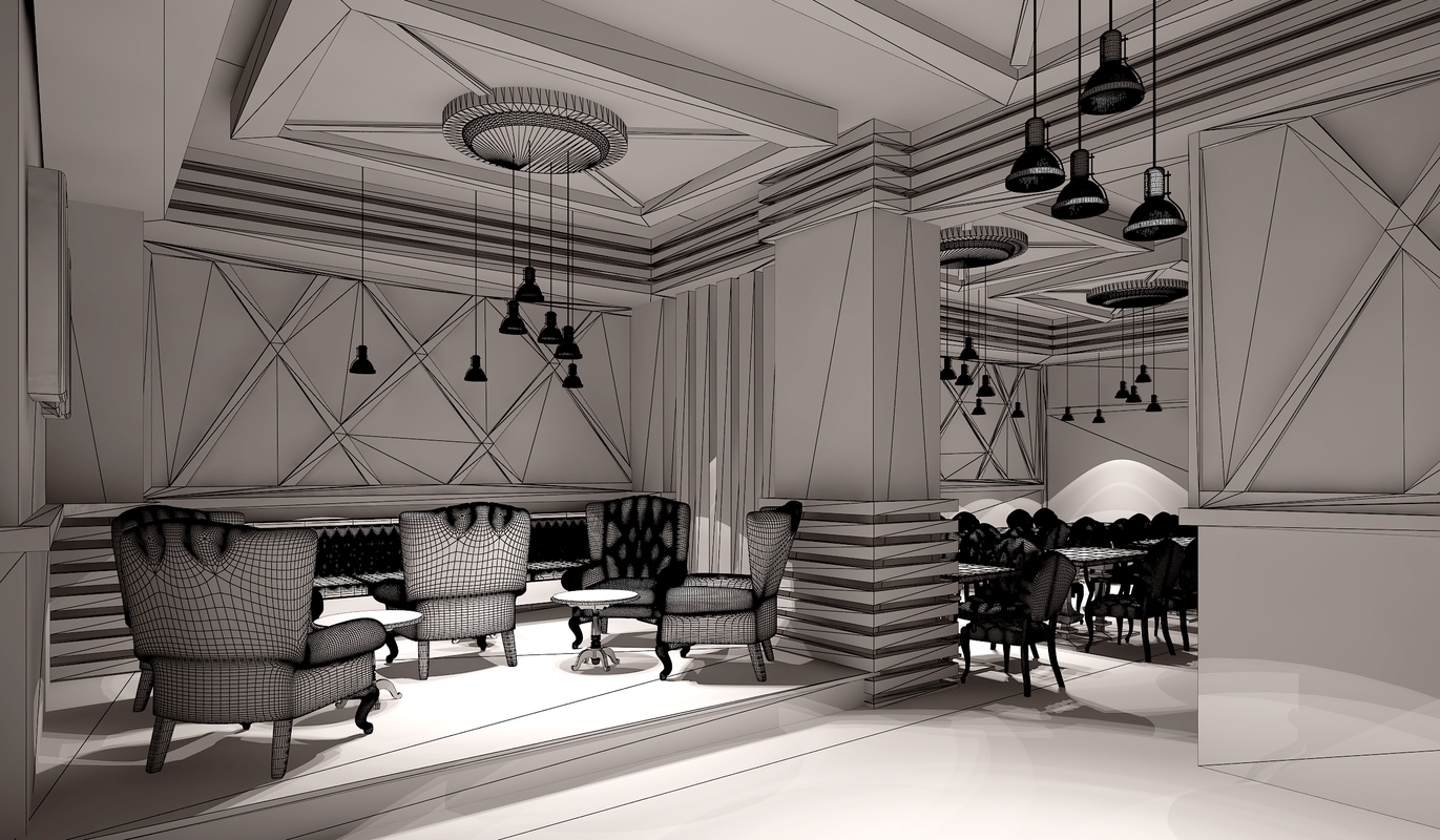 3d model of cafe interior