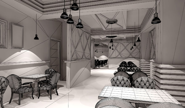 3d model of cafe interior