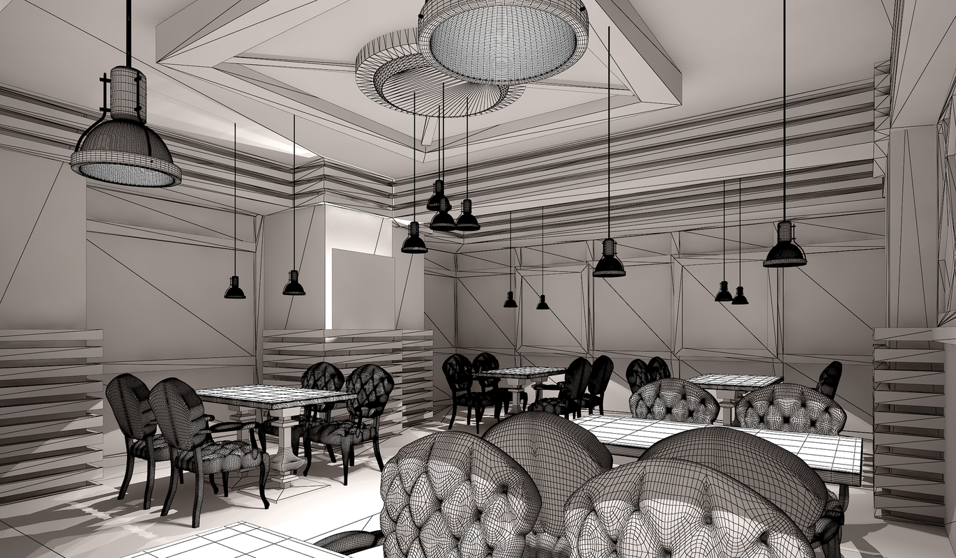 3d model of cafe interior