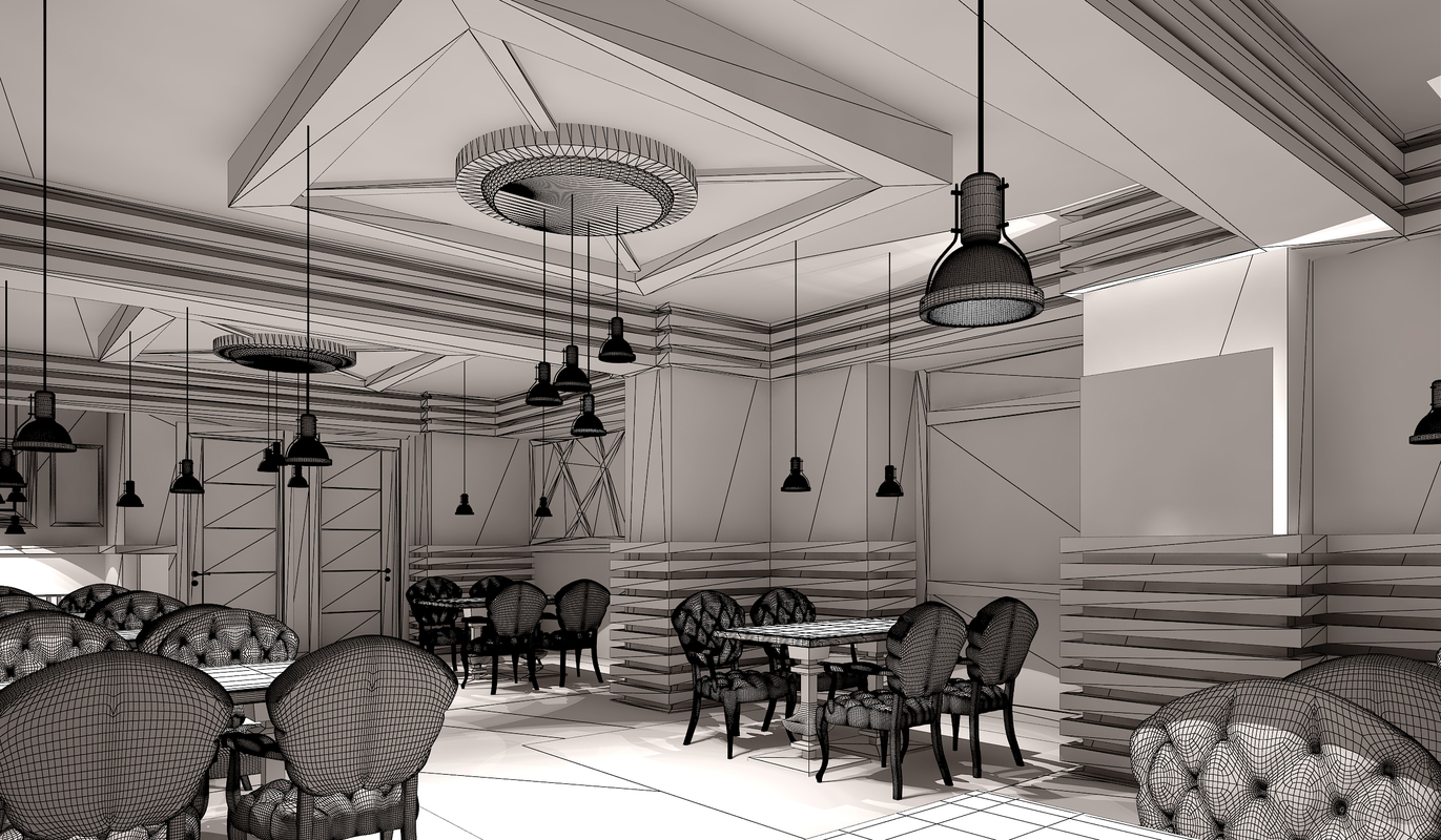 3d model of cafe interior
