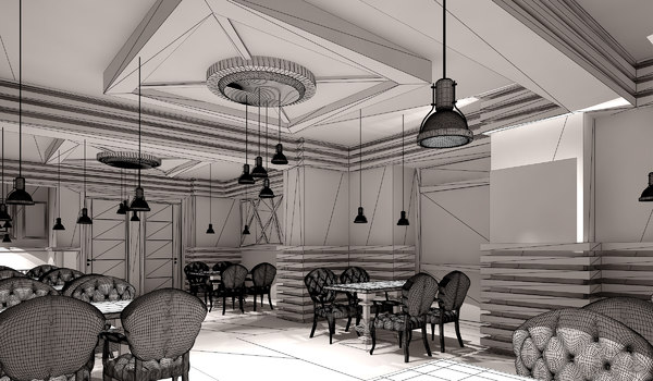 3d model of cafe interior