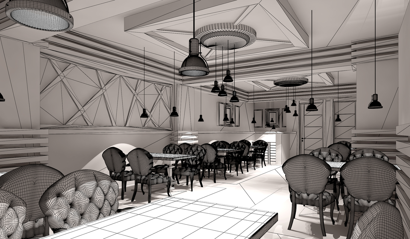 3d model of cafe interior
