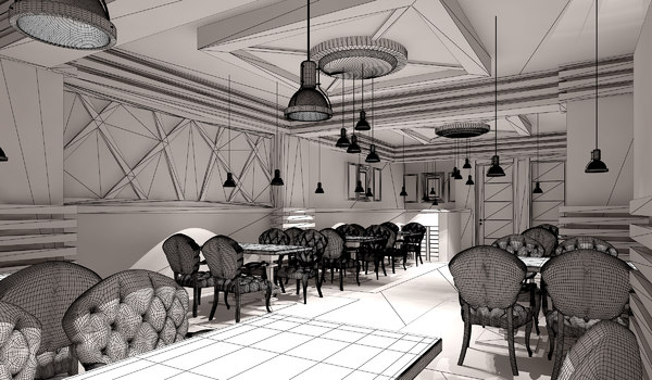 3d model of cafe interior